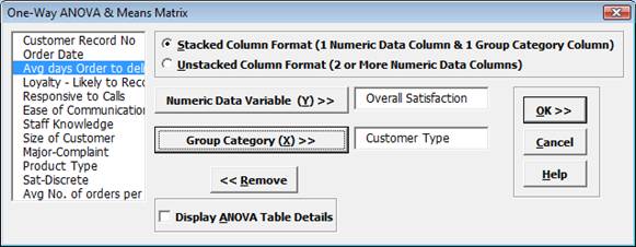 SigmaXL | Create a One-Way ANOVA & Means Matrix in Excel using SigmaXL