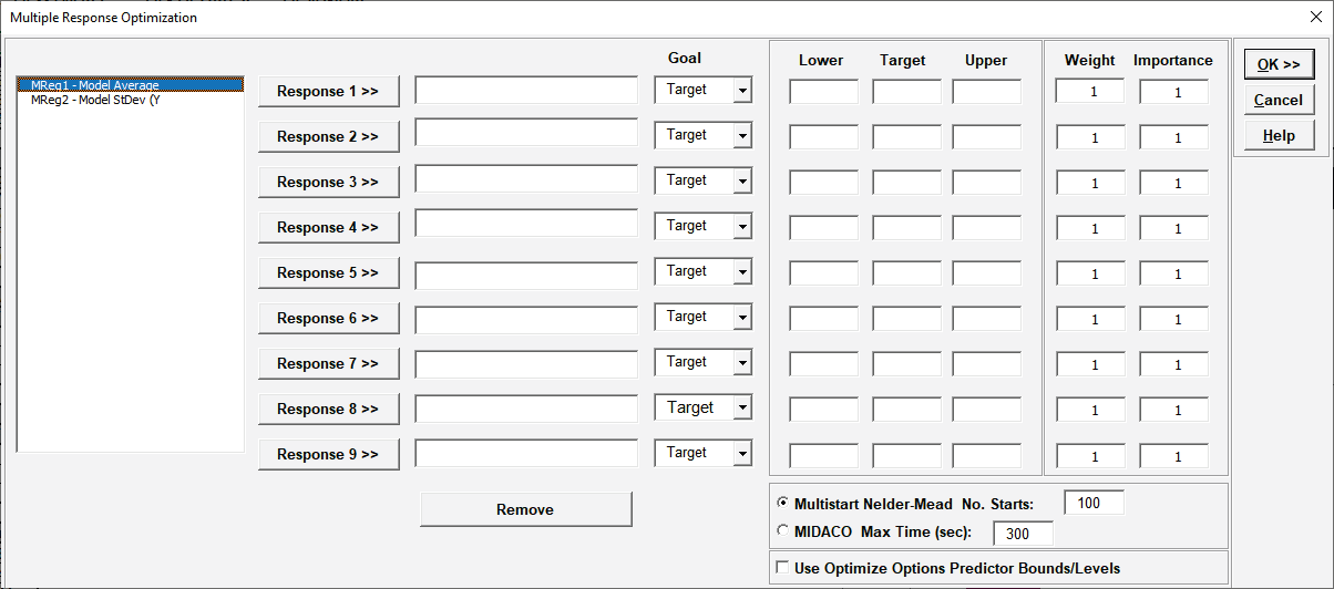 Multiple Response Optimization